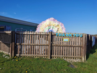 Barrow nursery children create rainbow display